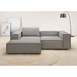 Ecksofa Home Affaire "Watertown, kompakte L-Form, 246 cm breite f&uuml;r kleinere R&auml;ume", grau, B:246cm H:68cm T:171cm, 95% Polyester, 5% Nylon, Sofas, Ecksofa, modernes Ecksofa mit Feincordbezug, platzsparend & bequem
