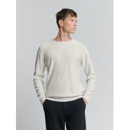 Rundhalspullover NO EXCESS, Herren, Gr. XL, grau (chalk), Obermaterial: 100% Baumwolle, meliert, regular fit taillenbedeckt, Rundhals, Rippb&uuml;ndchen, Pullover Rundhalspullover, mit Logo Stickerei