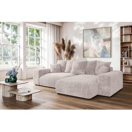 Ecksofa Home Affaire "LAKESIDE mit Bettfunktion und Bettkasten, B/T/H 257/166/84 cm", beige (hellbeige), B:256,5cm H:84cm T:166cm, 100% Polyester, Sofas, Ecksofa, L-Form, Recamiere beidseitig montierbar, mit Wellenunterfederung