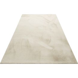 Hochflor-Teppich WECON HOME BASICS "Anna" Gr. 1, beige (creme), B:70cm H:25mm L:140cm, Kunstfaser, Teppiche, Hochflor-Teppich, Wohnzimmer, Schlafzimmer, Felloptik, sehr weich und flauschig, Uni