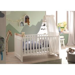 Babybett Begabino "Jasmin passend zum Babyzimmer", anderson pine, artisan eiche, B:77cm H:85cm T:143cm, Holzwerkstoff, Babybetten, Babybett, 70x140 cm inklusive Lattenrahmen, Landhausstil mit 3 Schlupfsprossen