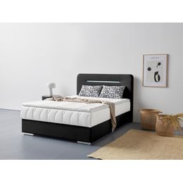 Boxbett COTTA "Lighstar", schwarz, B:146cm L:207cm, Komplettbetten, Boxbett, inklusive LED-Beleuchtung, Topper, Bettkasten und Zierkissen