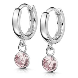 Paar Creolen Firetti "Schmuck Geschenk Silber 925 Glitzer Ohrschmuck Geschenk", bunt (silberfarben, pink, pink), Ohrringe, Damen, 13mm, Silber 925 (Sterlingsilber), Paar Creolen, Made in Germany - mit Zirkonia (synth.)