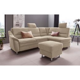 Ecksofa Home Affaire "Cardoso L-Form", beige, B:250cm H:90cm T:175cm, Struktur impr&auml;gniert (100% Polyester);Luxus-Microfaser ALTARA NUBUCK (100% Polyester);Struktur (52% Polyester, 35% Polyacryl, 13% Baumwolle);Luxus-Microfaser weich (90% Polyester, 10% Polyamid), Sofas, Ecksofa, Federkern, wahlweise mit Bett, Schubkasten