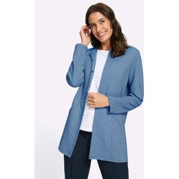 Shirtjacke Inspirationen "Shirtjacke", Damen, Gr. 40, mittelblau, 78% Polyester, 14% Viskose, 8% Elasthan, unifarben, Rundhals, Shirts Shirtjacke