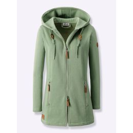 Shirtjacke Casual Looks "Sweatjacke", Damen, Gr. 36, gr&uuml;n (eucalyptus), 82% Baumwolle, 18% Polyester, unifarben, Shirts Shirtjacke