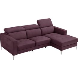 Ecksofa Egoitaliano "Matt, erstklassiger Sitzkomfort, aufwendige Detailverarbeitung, L-Form", lila (plum), B:247cm H:100cm, Sofas, Ecksofa, mit verstellbaren Kopfteilen zum Relaxen