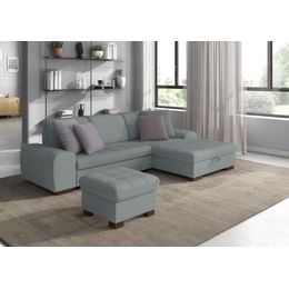 Sit & More Ecksofa SIT & MORE "Luxor L-Form", blau (aqua), B:275cm H:82cm T:173cm, Luxus-Microfaser ALTARA NUBUCK (100% Polyester);Soft clean (98% Polyester, 2% Polyamid);Struktur fein (100% Polyester), Sofas, Ecksofa, wahlweise mit Bettfunktion, Bettkasten und Kopfteilverstellung