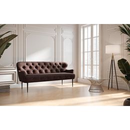 3-Sitzer Home Affaire "Amber", braun (chocco), B:193cm H:97cm T:87cm, 100% Polyester, Sofas, 3-Sitzer, mit Knopfheftung,in verschieden Stoffarten