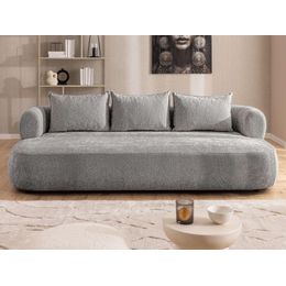 Big-Sofa Home Affaire "LUSSAC 4-Sitzer Design-Sofa mit Zierkissen, Ma&szlig;e B/T/H: 242/123/78 cm", grau, B:242cm H:78cm T:122,5cm, 100% Polyester, Sofas, Big-Sofa, hoher Sitzkomfort und modernes Design, Sofa ohne Bettfunktion