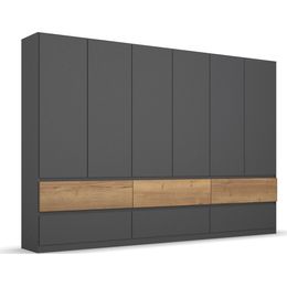 Dreht&uuml;renschrank Rauch "Winnipeg", grau (graumetallic, eiche), B:271cm H:210cm T:56cm, Holzwerkstoff, Schr&auml;nke, Dreht&uuml;renschrank, grifflose Front, Schubk&auml;sten m. Griffmulde, auch mit Beleuchtung