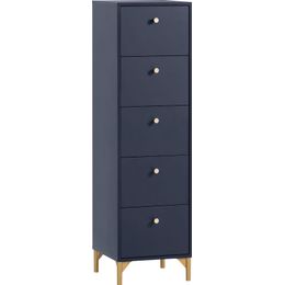 Kommode Schildmeyer "Alfa", blau (nachtblau), B:40,1cm H:142cm T:40cm, FSC-zertifizierter Holzwerkstoff, Sideboards, Kommode, 5 Schubladen