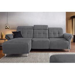 Ecksofa Home Affaire "Manhattan L-Form", grau, B:270cm H:102cm T:168cm, Kunstleder SOFTLUX;Flachgewebe (100% Polyester);Struktur (100% Polyester), Sofas, Ecksofa, 2 Sitze mit elektrischer Relaxfunktion, verstellbare Armlehnen