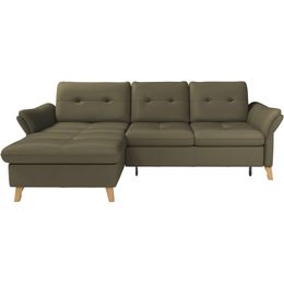 Sit & More Ecksofa SIT & MORE "G&ouml;teborg", gr&uuml;n (olive), B:268cm H:90cm T:176cm, Sofas, Ecksofa, Sitztiefenverstellung und Federkern, wahlweise mit Bettfunktion