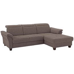 Ecksofa Home Affaire "Solvei L-Form", braun, B:255cm H:104cm T:185cm, Struktur (100% Polyester);Luxus-Microfaser Lederoptik (100% Polyester);Luxus-Microfaser ALTARA NUBUCK (100% Polyester), Sofas, Ecksofa, mit Recamierenabschlu&szlig; und Sitztiefenverstellung
