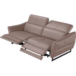 2,5-Sitzer Egoitaliano "Dafne, elegantes Designsofa mit hohem Sitzkomfort", beige (safari), B:208cm H:97cm T:108cm, Leder &raquo;BULL&laquo; (echtes Rindsleder). Geschliffenes, pigmentiertes und behandeltes Rindsleder mit einer Dicke von 1, 3-1, 5 mm. Dieses Leder zeigt eine ziemlich weiche Hand mit einem halb undurchsichtigen Aussehen. Es handelt sich um ein gesch&uuml;tztes Leder. Eine leichte Deckschicht sch&uuml;tz