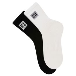 Socken HUGO UNDERWEAR "2P QS RIB GIFT CC", Damen, Gr. 36-42, wei&szlig;, schwarz, Baumwollmischung, unifarben, Socken Socken, mit Logoschriftzug und Glitzergarn