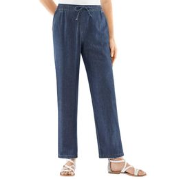 Palazzohose Classic Basics, Damen, Gr. 44, Normalgr&ouml;&szlig;en, blau (dunkelblau), 100% Baumwolle, unifarben, lang, Hosen Palazzohose