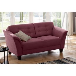 3-Sitzer Home Affaire "Trondheim", lila (chianti), B:196cm H:89cm T:90cm, Flachgewebe (100% Polyester);Luxus-Microfaser (90% Polyester, 10% Polyamid);Struktur fein (100% Polyester), Sofas, 3-Sitzer, mit Federkern, Knopfheftung im R&uuml;cken, F&uuml;&szlig;e Buche