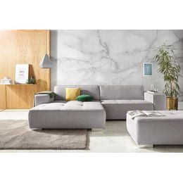 Ecksofa Home Affaire "Sapporo L-Form", grau, B:293cm H:78cm T:172cm, Struktur fein (100% Polyester);Luxus-Microfaser weich (90% Polyester, 10% Polyacryl);Struktur impr&auml;gniert (100% Polyester), Sofas, Ecksofa, wahlweise Bettfunktion oder Sitztiefenverstellung, Federkern