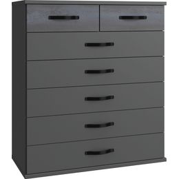 Schubkastenkommode wimex "Dou", grau (graphit, digi, steel, optik), B:91cm H:106cm T:40cm, Holzwerkstoff, Sideboards, Schubkastenkommode
