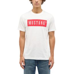 Kurzarmshirt Mustang "Herren Style Austin", Herren, Gr. 4XL, wei&szlig; (sanftes wei&szlig;), Jersey, 100% Baumwolle, Rundhals, Shirts Kurzarmshirt