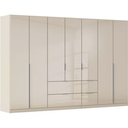 Dreht&uuml;renschrank OTTO HOME "Kleiderschrank Kleiderschr&auml;nke Schrank Garderobe AGORDO mit Glasfront", beige (beige, glas beige (champagner)), B:315cm H:210cm T:54cm, Holzwerkstoff, Schr&auml;nke, Dreht&uuml;renschrank, mit Au&szlig;enschubk&auml;sten, in 7 Breiten und 2 H&ouml;hen MADE IN GERMANY