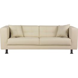3-Sitzer Home Affaire "Bengo", beige (creme), B:202cm H:68cm T:88cm, Sofas, 3-Sitzer, mit Steppung im Sitz- und R&uuml;ckenbereich, incl. Zierkissen