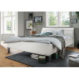 Futonbett Wiemann "Monaco, 4-fache Liegeh&ouml;henverstellung", wei&szlig; (wei&szlig;, leisten in chrom), B:209cm L:218cm, Betten, Futonbett, mit stilvollem Holzkopfteil, Made in Germany
