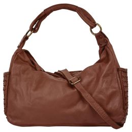 Henkeltasche Samantha Look, Damen, Gr. B/H/T: 35cm x 30cm x 12cm onesize, braun (cognac), Leder, Taschen Henkeltasche, echt Leder, Made in Italy