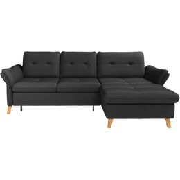 Sit & More Ecksofa SIT & MORE "G&ouml;teborg", schwarz, B:268cm H:90cm T:176cm, Sofas, Ecksofa, Sitztiefenverstellung und Federkern, wahlweise mit Bettfunktion