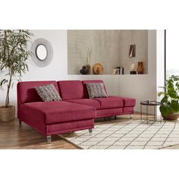 Sit & More Ecksofa SIT & MORE "Clio L-Form", rot (bordeaux), B:246cm H:89cm T:165cm, Sofas, Ecksofa, wahlweise mit Bettfunktion oder Vorziehsitz und Bettkasten, Federkern