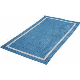 Teppich Gino Falcone "Benito" Gr. 11, blau, B:70cm H:6mm L:250cm, Kunstfaser, Teppiche, Teppich, Flachgewebe, Uni Farben, mit Bord&uuml;re, In- und Outdoor geeignet