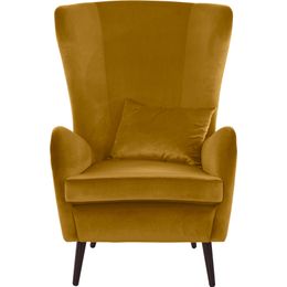 Sessel Home Affaire "Sallito, Ohrensessel, TV-Sessel", gold, B:76cm H:109cm T:85cm, Struktur Hahnentritt (67% Polypropylen, 33% Polyester);Samtoptik (100% Polyester);Fellimitat (100% Polyester);Samtcord (92% Polyester, 8% Polyamid);Struktur (100% Polyester);Struktur fein (100% Polyester), Sessel, Sessel, f&uuml;r Wohnzimmer, auch in Samtcord