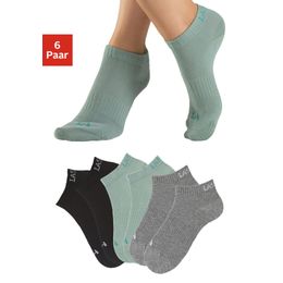 active by Lascana Sneakersocken LASCANA ACTIVE, Damen, Gr. 39/42, 2x schwarz, 2x mint, 2x grau meliert, Baumwollmischung, unifarben, Socken Sneakersocken, mit eingestricktem Marken Logo, Topseller