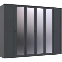 Kleiderschrank wimex "Chalet", grau (graphit), B:270cm H:210cm T:58cm, Schr&auml;nke, Kleiderschrank, mittig mit Spiegelt&uuml;ren