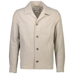 Langarmhemd LINDBERGH, Herren, Gr. XL, N-Gr, beige (dk sand mel), Obermaterial: 51% Polyester, 40% Wolle, 5% sonstige Fasern, 4% Elasthan, regular fit, Hemden Langarmhemd, mit praktischer Brusttasche
