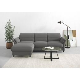 Sit & More Ecksofa SIT & MORE "Grenoble L-Form mit Federkern", grau, B:251cm H:85cm T:161cm, Sofas, Ecksofa, wahlweise mit Bettfunktion, Bettkasten, Arm- und Kopfteilverstellung
