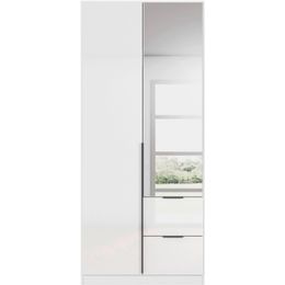 Dreht&uuml;renschrank OTTO HOME "Kleiderschrank Schrank Garderobe AGORDO mit Dekor- oder Hochglanzfront", wei&szlig; (alpinwei&szlig;, hochglanz wei&szlig;), B:91cm H:229cm T:54cm, Holzwerkstoff, Schr&auml;nke, Dreht&uuml;renschrank, mit Au&szlig;enschubk&auml;sten, in 7 Breiten und 2 H&ouml;hen MADE IN GERMANY