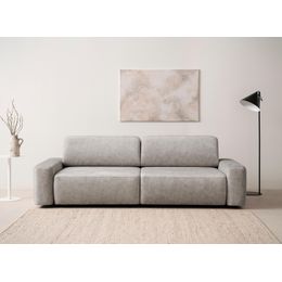 3-Sitzer Home Affaire "TORGE (257cm), Sofa,Schlafsofa in Cord, Samtvelours, Struktur fein", beige (hellbeige), B:257cm H:82cm T:105cm, 100% Polyester, Sofas, 3-Sitzer, rundes Design, Schlaffunktion u. Bettkasten, Liegefl&auml;che: 135/200 cm