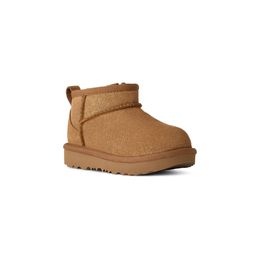 UGG Australia Schlupfboots UGG "Classic Ultra Mini Dazzle", M&auml;dchen, Gr. 9 (26), chestnut, Veloursleder, Glitzer, Schuhe Schlupfboots, Winterboots, Schlupboots mit Glitzer