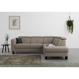 Sit & More Ecksofa SIT & MORE "Belluci L-Form", braun (savannah), B:249cm H:85cm T:195cm, Sofas, Ecksofa, inklusive Federkern, wahlweise mit Bettfunktion und Bettkasten