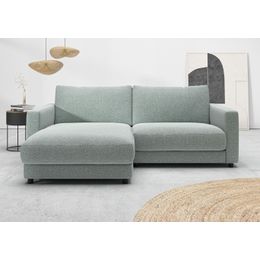 Ecksofa Home Affaire "Ecksofa Jiro, L-Form, gro&szlig;e Sitztiefe, Breite 226 cm", sage, B:226cm H:85cm T:190cm, 100% Polyester, Sofas, Ecksofa, lose Sitz- & R&uuml;ckenkissen, weicher Polsteraufbau, komfortabel & modern