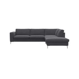 Ecksofa FLEXLUX "Fiore, super Sitzkomfort durch Kaltschaum im Sitz, L-Form", grau (dervit grau), B:273cm H:85cm T:225cm, 100% Polyester, Sofas, Ecksofa, breite Armlehnen, F&uuml;&szlig;e Alu