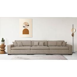 3-Sitzer Home Affaire "Skara XXL", beige (dunkelbeige), B:400cm H:86cm T:130cm, 100% Polyester, Sofas, 3-Sitzer, Lounge-Sofa XXL mit Federkern-Polsterung, in vielen Bezugsvarianten