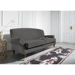 3-Sitzer Home Affaire "Rennes", grau (mittelgrau), B:200cm H:90cm T:93cm, Samtoptik ( 100% Polyester);Baumwollmix (50% Baumwolle, 50% Polyester), Sofas, 3-Sitzer, in Samtoptik oder Baumwoll-Mix