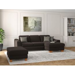 Sit & More Ecksofa SIT & MORE "Dundee L-Form", braun (espresso), B:264cm H:86cm T:175cm, Sofas, Ecksofa, mit Federkern und Massivholzf&uuml;&szlig;en, wahlweise mit Kopfteilverstellung