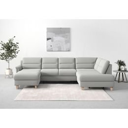 Sit & More Wohnlandschaft SIT & MORE "Far&ouml; U-Form", silber, B:325cm H:90cm T:187cm, Sofas, Wohnlandschaft, inklusive Federkern, wahlweise mit Bettfunktion und Bettkasten