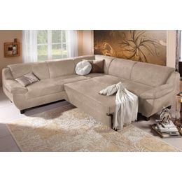 Ecksofa Home Affaire "Yesterday zeitlos und komfortabel, gem&uuml;tliche Armlehnen L-Form", beige (natur), B:254cm H:80cm T:91cm, Antikleder-Optik Melrose (100% Polyester);Struktur (100% Polyester);Primabelle-Microfaser (100% Polyester), Sofas, Ecksofa, gleichschenklig, wahlweise mit Bettfunktion