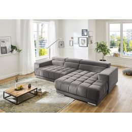 Ecksofa DIE PLANBAR "MP-IN15053 L-Form extra breiter Schenkel", grau, B:329cm H:73cm T:190cm, 100% Polyester, Sofas, Ecksofa, mit Kopfteilverstellung, wahlweise mit manueller Vorziehbank